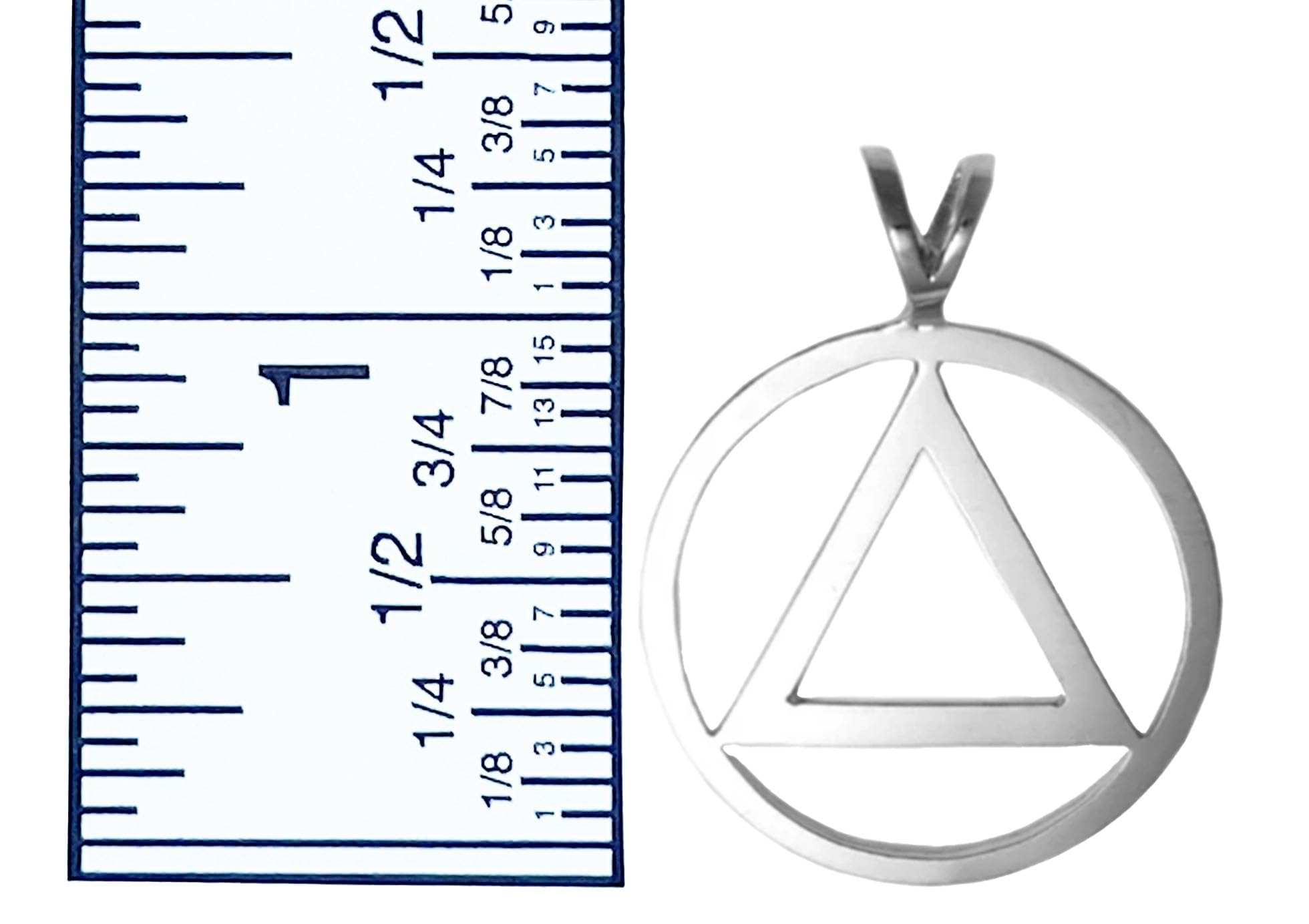 Alcoholics Anonymous (AA) Symbol - Sterling Silver,AA Flat Style Pendant, Large Size