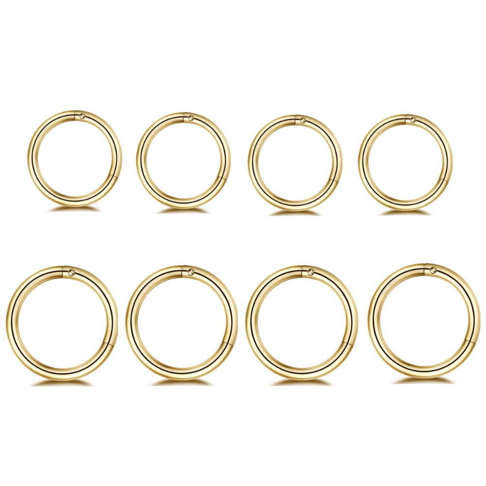 NewZenro 8Pcs Surgical Stainless Steel 16G Sleeper Cartilage Daith Tiny Small Hoop Earrings Septum Hinged Clicker Nose Ring for Women Men Helix Tragus Piercings Jewelry 8mm 10mm Set Gold