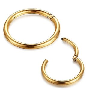 NewZenro 8Pcs Surgical Stainless Steel 16G Sleeper Cartilage Daith Tiny Small Hoop Earrings Septum Hinged Clicker Nose Ring for Women Men Helix Tragus Piercings Jewelry 8mm 10mm Set Gold