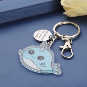 MYOSPARK Cute Narwhal Keychain Horned Whale Clasps for jewelry Narwhal Sea Gift Whale Party Gift For Narwhal Lover (Narwhal Keychain)