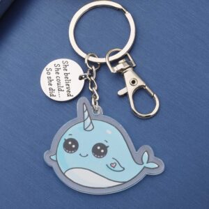 MYOSPARK Cute Narwhal Keychain Horned Whale Clasps for jewelry Narwhal Sea Gift Whale Party Gift For Narwhal Lover (Narwhal Keychain)