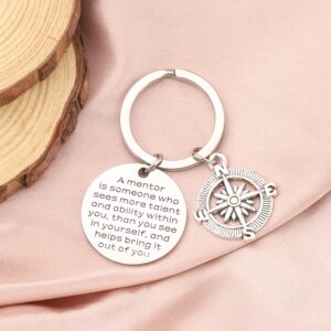 Gzrlyf Mentor Keychain with Compass Charm Mentor Appreciation Gifts for Mentor Leader (Mentor Keychain C)