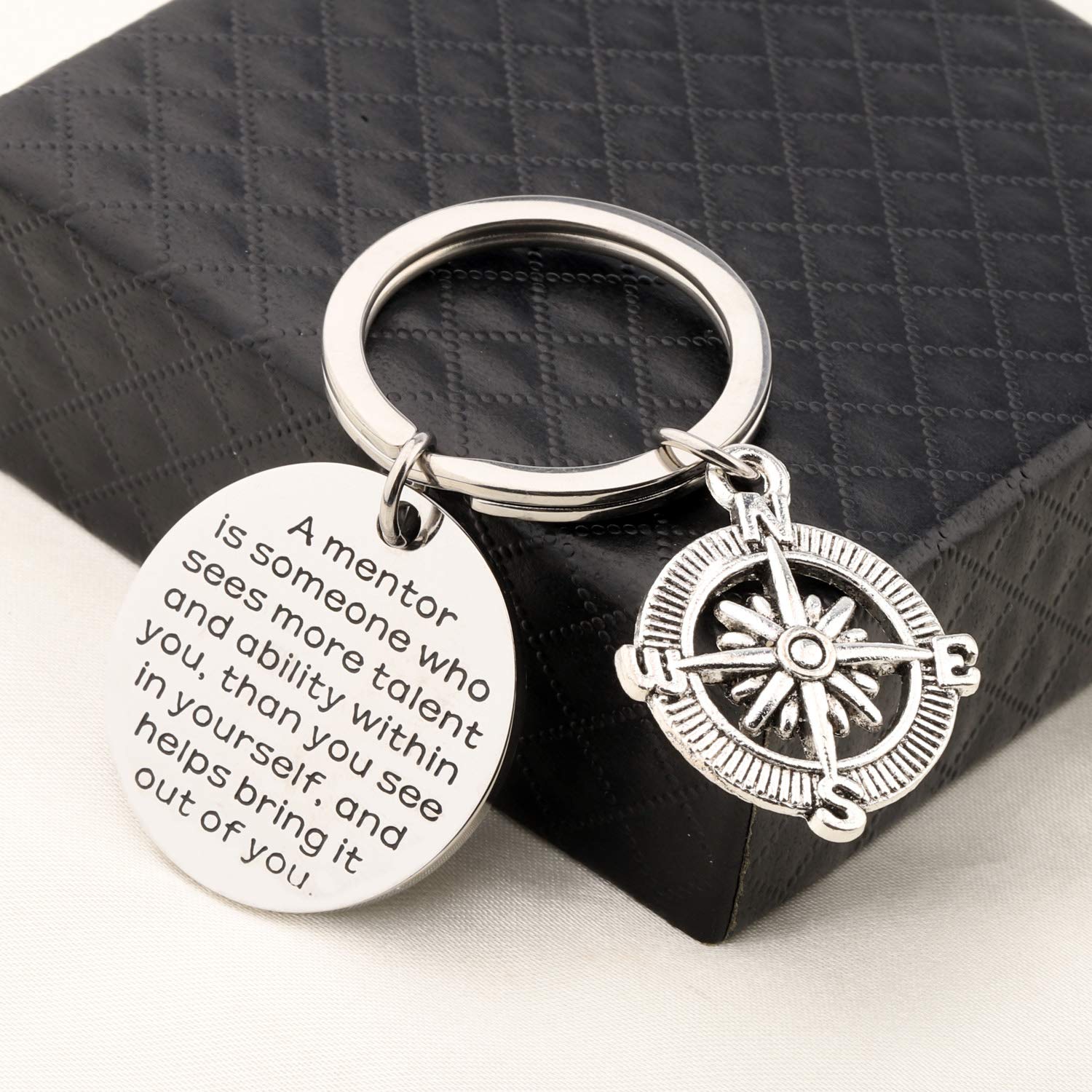 Gzrlyf Mentor Keychain with Compass Charm Mentor Appreciation Gifts for Mentor Leader (Mentor Keychain C)