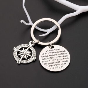 Gzrlyf Mentor Keychain with Compass Charm Mentor Appreciation Gifts for Mentor Leader (Mentor Keychain C)