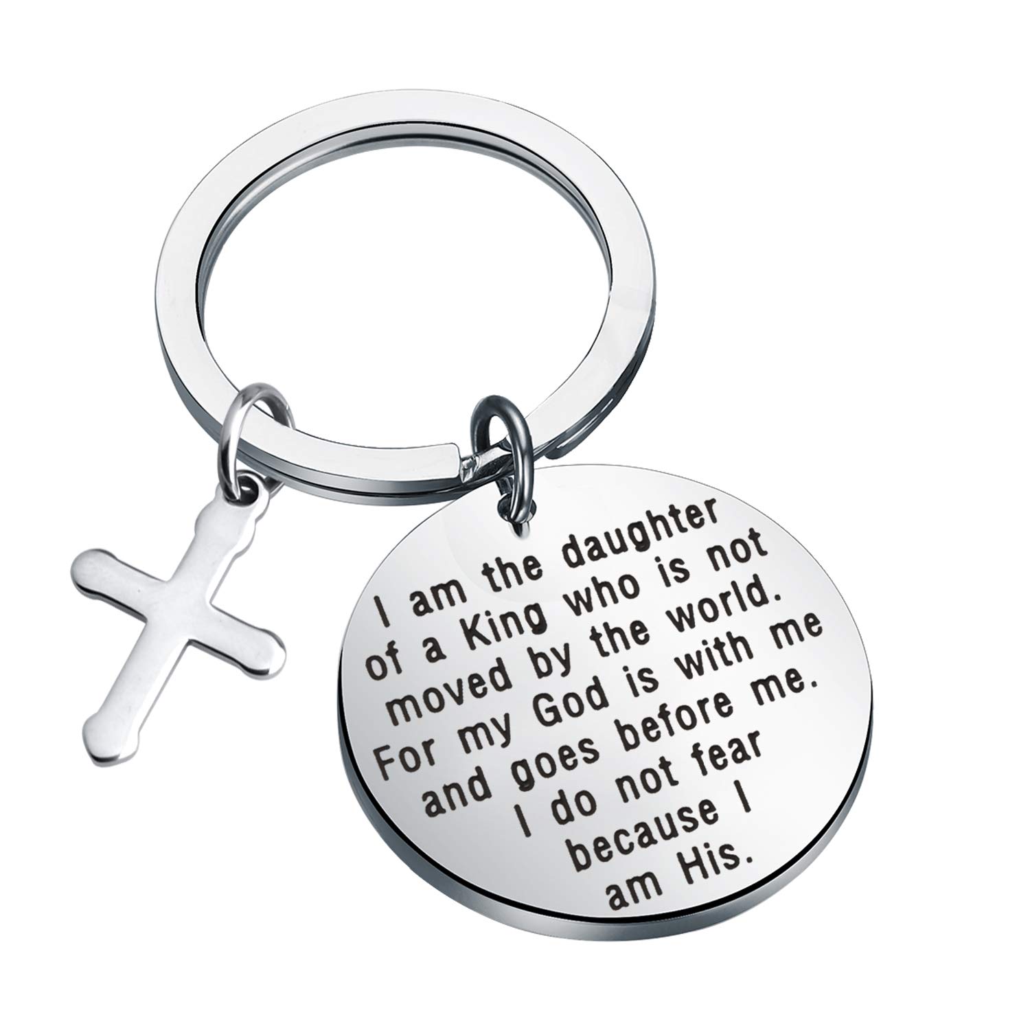 MYOSPARK I Am The Daughter Of A King Christian Keychain Religious Jewelry Inspirational Gift For Women Baptism Gift (Daughter Of A King Keychain)