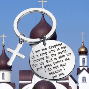 MYOSPARK I Am The Daughter Of A King Christian Keychain Religious Jewelry Inspirational Gift For Women Baptism Gift (Daughter Of A King Keychain)