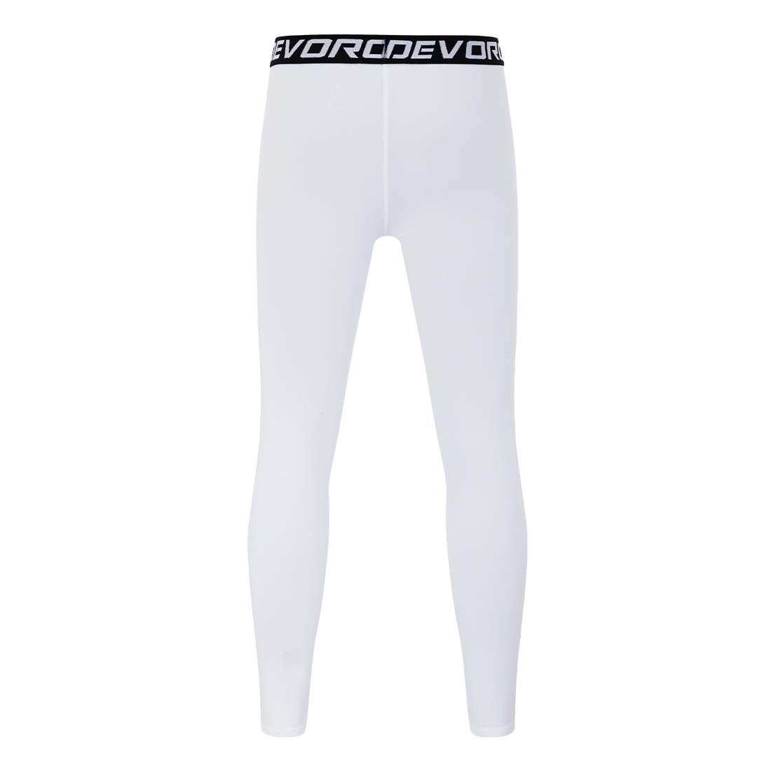 DEVOROPA Youth Boys' Compression Leggings Sports Tights Fleece Lined Thermal Base Layer Pants White L