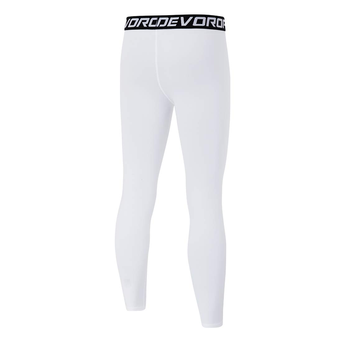 DEVOROPA Youth Boys' Compression Leggings Sports Tights Fleece Lined Thermal Base Layer Pants White L