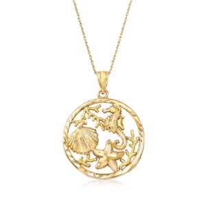 ross-simons 14kt yellow gold sea life pendant necklace. 18 inches