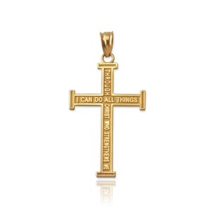 la blingz yellow gold reversible christian cross pendant necklace (pendant only)