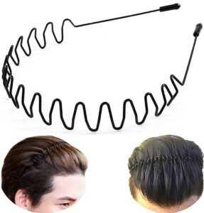 bodbop metal hair band for men headband mens hair bands unisex fashion headbands sports hairband head band hair hoop for women with non slip wavy teeth, black