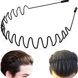 bodbop Metal Hair Band for Men Headband Mens Hair Bands Unisex Fashion Headbands Sports Hairband Head Band Hair Hoop for Women With Non Slip Wavy Teeth, Black