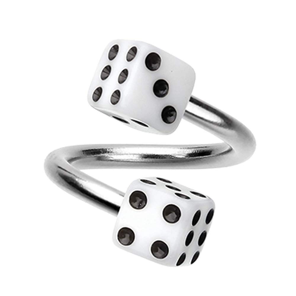 Covet Jewelry Double Dice Acrylic Twist Spiral Ring (White)