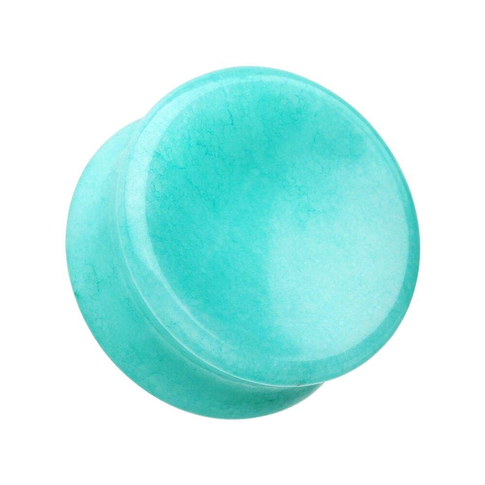 Concave Amazonite Natural Stone Double Flared Ear Gauge WildKlass Plug (7/8" (22mm))