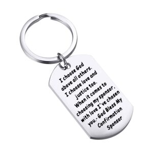 feelmem confirmation sponsor gift sponsor keychain sponsor thank you keychain baptism confirmation sponsor proposal gift for godparents godmother catholic mentor gift (silver)