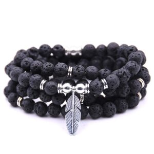 108 bead japa mala meditation bracelet necklace for men or womens yoga jewelry (lava)