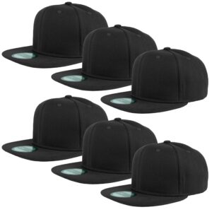 gelante plain blank flat brim adjustable snapback baseball caps lot 6 pack 1500 black