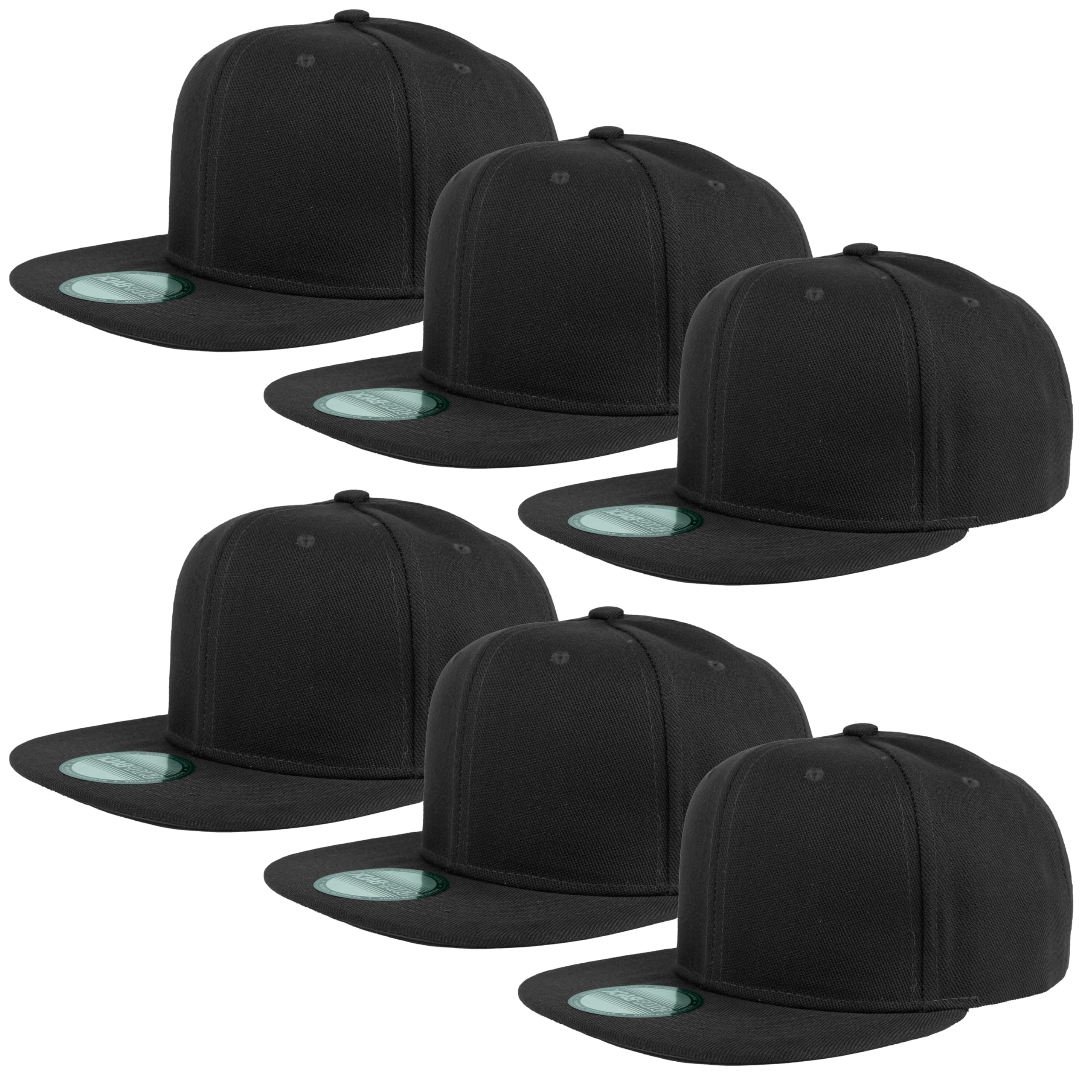 Gelante Plain Blank Flat Brim Adjustable Snapback Baseball Caps LOT 6 Pack 1500 Black