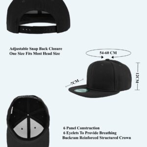 Gelante Plain Blank Flat Brim Adjustable Snapback Baseball Caps LOT 6 Pack 1500 Black