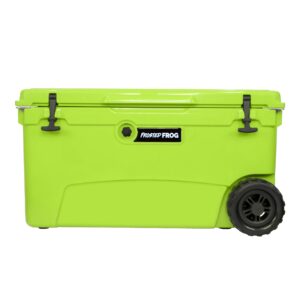 frosted frog original green 70 quart ice chest heavy duty high performance roto-molded commercial grade insulated cooler with wheels