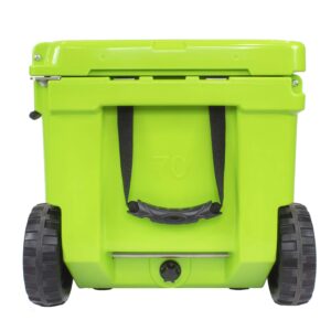 Frosted Frog Original Green 70 Quart Ice Chest Heavy Duty High Performance Roto-Molded Commercial Grade Insulated Cooler with Wheels