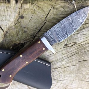 Perkin 6.5 Inches Damascus Steel Hunting Knife With Sheath SK300