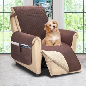 ashleyriver reversible recliner chair cover, sofa slipcover for dogs, 3 cushion couch protector (recliner oversize: chocolate/beige)