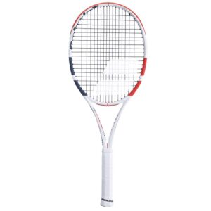 babolat pure strike tour tennis racquet racquet - strung with 16g white babolat syn gut at mid-range tension (4 1/4" grip)