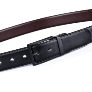 beltox fine Men's Dress Belt Leather Reversible 1.25" Wide Rotated Buckle Gift Box（Black/Brown Belt with 0440 Black Buckle,38-40）