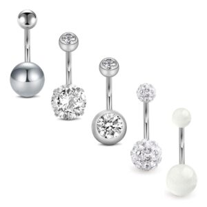 d.bella 14g stainless steel belly button rings 10mm 3/8" barbell belly navel rings piercing for women