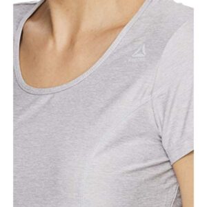 Reebok Women's Gym & Workout T-Shirt - Dynamic Fitted Performance Short Sleeve Athletic Top, Dynamic Ss Silver Sconce Heather, Small