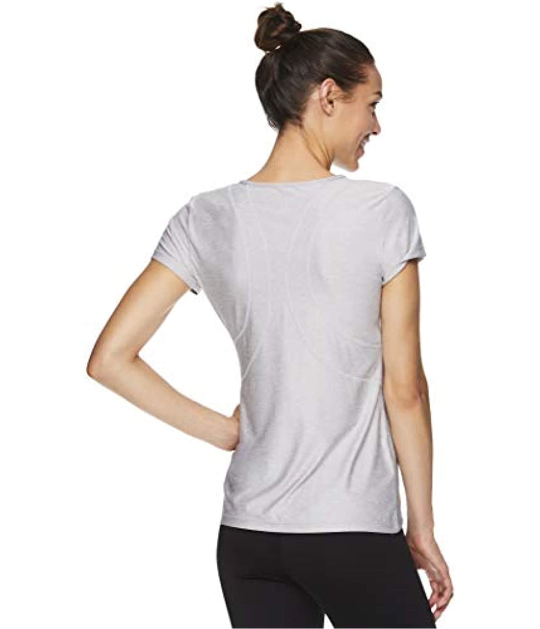 Reebok Women's Gym & Workout T-Shirt - Dynamic Fitted Performance Short Sleeve Athletic Top, Dynamic Ss Silver Sconce Heather, Small