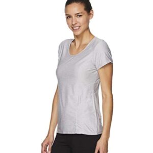 Reebok Women's Gym & Workout T-Shirt - Dynamic Fitted Performance Short Sleeve Athletic Top, Dynamic Ss Silver Sconce Heather, Small