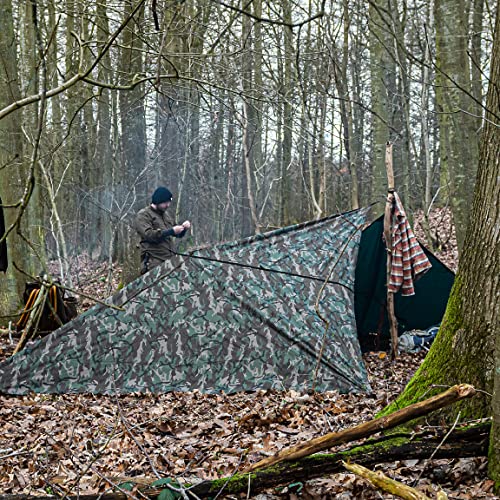 AquaQuest Defender Camping Tarp - Heavy Duty Tent Shelter or Rain Fly - Waterproof Camping Essentials for Hiking, Bushcraft & Hammock, 13 x 10 ft, Olive Drab Kit