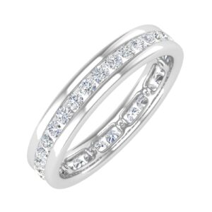 1/2 carat channel set diamond wedding eternity ring band in 14k white gold (ring size 6)