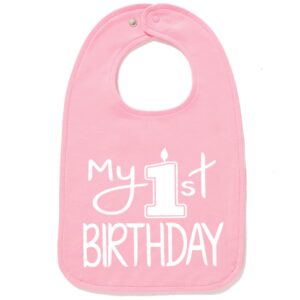 aiden's corner handmade cute baby boy girl first birthday smash cake bibs - my 1st birthday bib (white pink bib)