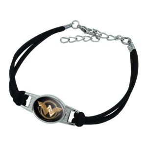 graphics & more wonder woman movie golden lasso logo novelty suede leather metal bracelet