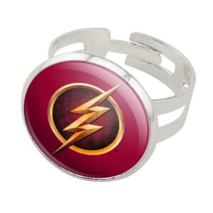 graphics & more the flash tv series logo silver plated adjustable novelty ring