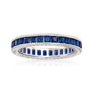 ross-simons 1.40 ct. t.w. simulated sapphire eternity band in sterling silver. size 6