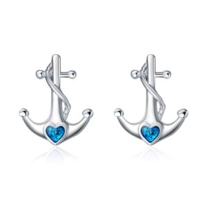 yfn anchor earrings sterling silver anchor stud nautical jewelry for women