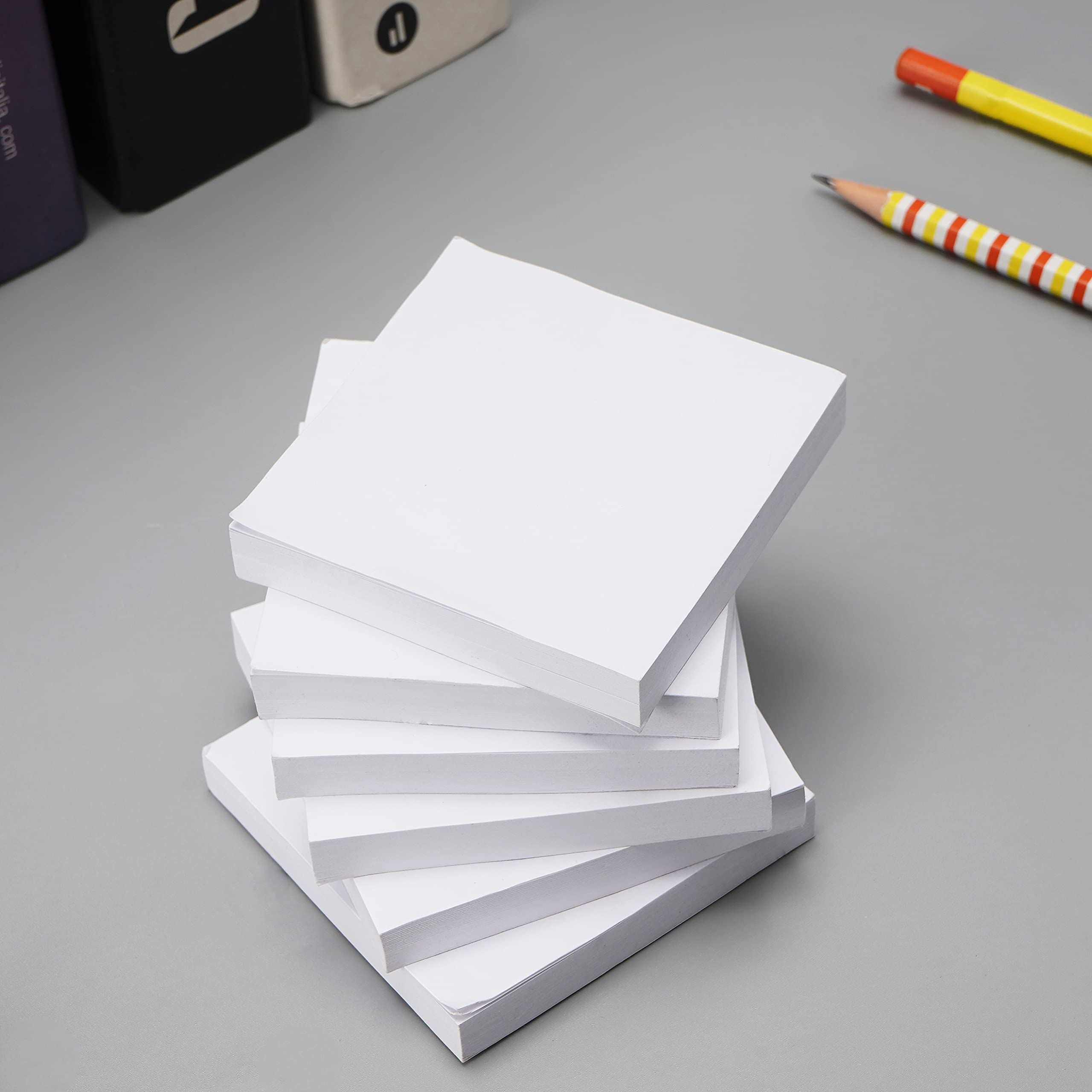 White Sticky Notes 6 Pads 3 X 3 Inch 100 Sheets/Pad Self-Stick Notes Pads 600 Sheets Total