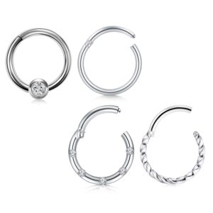 qwalit cartilage earrings hoop 16g helix daith tragus piercing jewelry stainless steel cbr hinged clicker septum ring cz sleeper hoop earrings