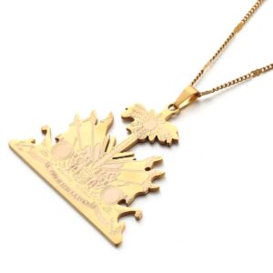 stainless steel haiti pendant and necklace ayiti items haiti jewelry (gold)