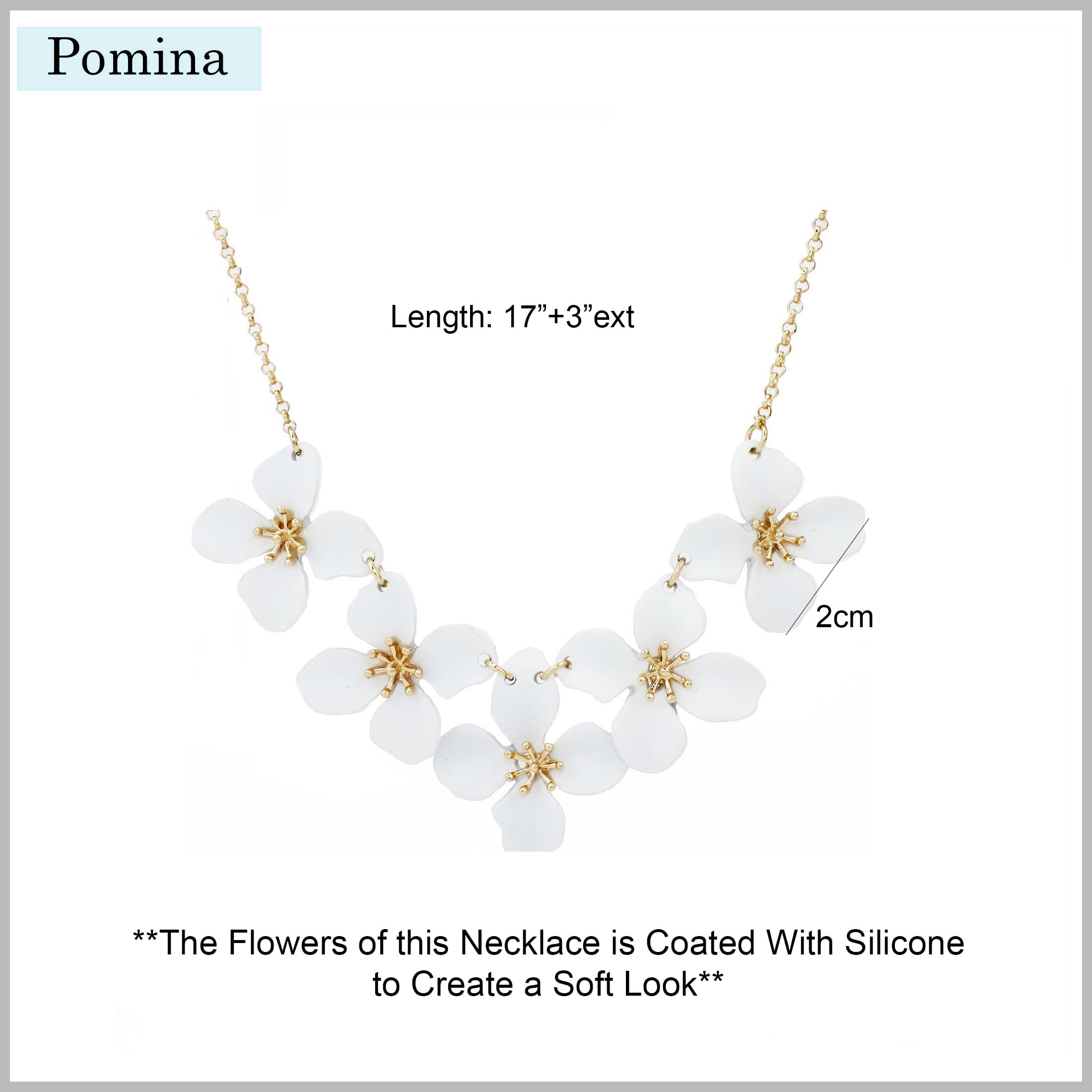 POMINA Floral Flower Bib Necklace Fashion Statement Flower Collar White Necklace for Women (Flower Bib- White)