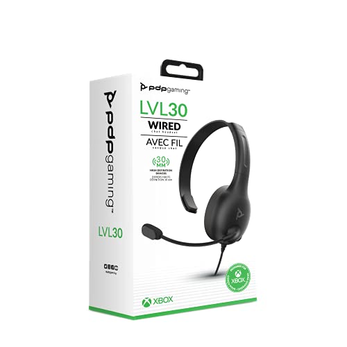 PDP LVL30 Wired Headset with Single-Sided One Ear Headphone for PC, Xbox - Mac, Tablet Compatible - Noise-Cancelling Mic - Lightweight, Cool Comfort, Great for Gaming , School and Remote Work - Black