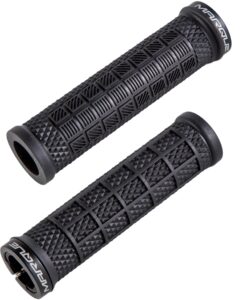 marque grapple mountain bike handlebar grips – single lock-on ring mtb and bmx bicycle handle bar with non-slip grip (phantom black)