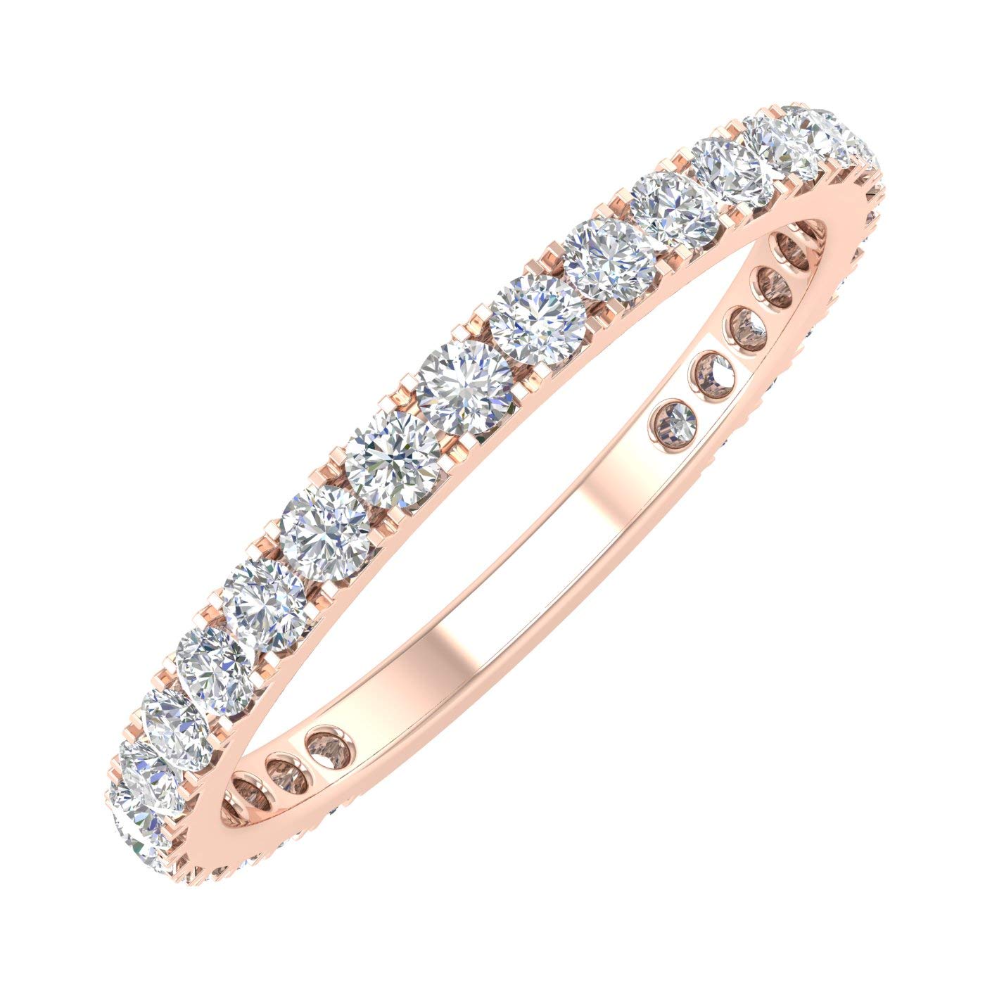 1/2 Carat Diamond 3/4 Eternity Wedding Band Ring in 14K Rose Gold (Ring Size 7.5) (I1-I2 Clarity)