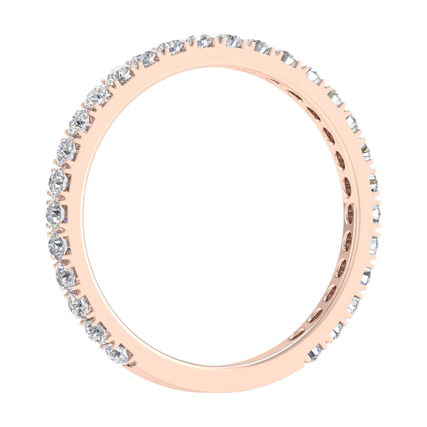 1/2 Carat Diamond 3/4 Eternity Wedding Band Ring in 14K Rose Gold (Ring Size 7.5) (I1-I2 Clarity)