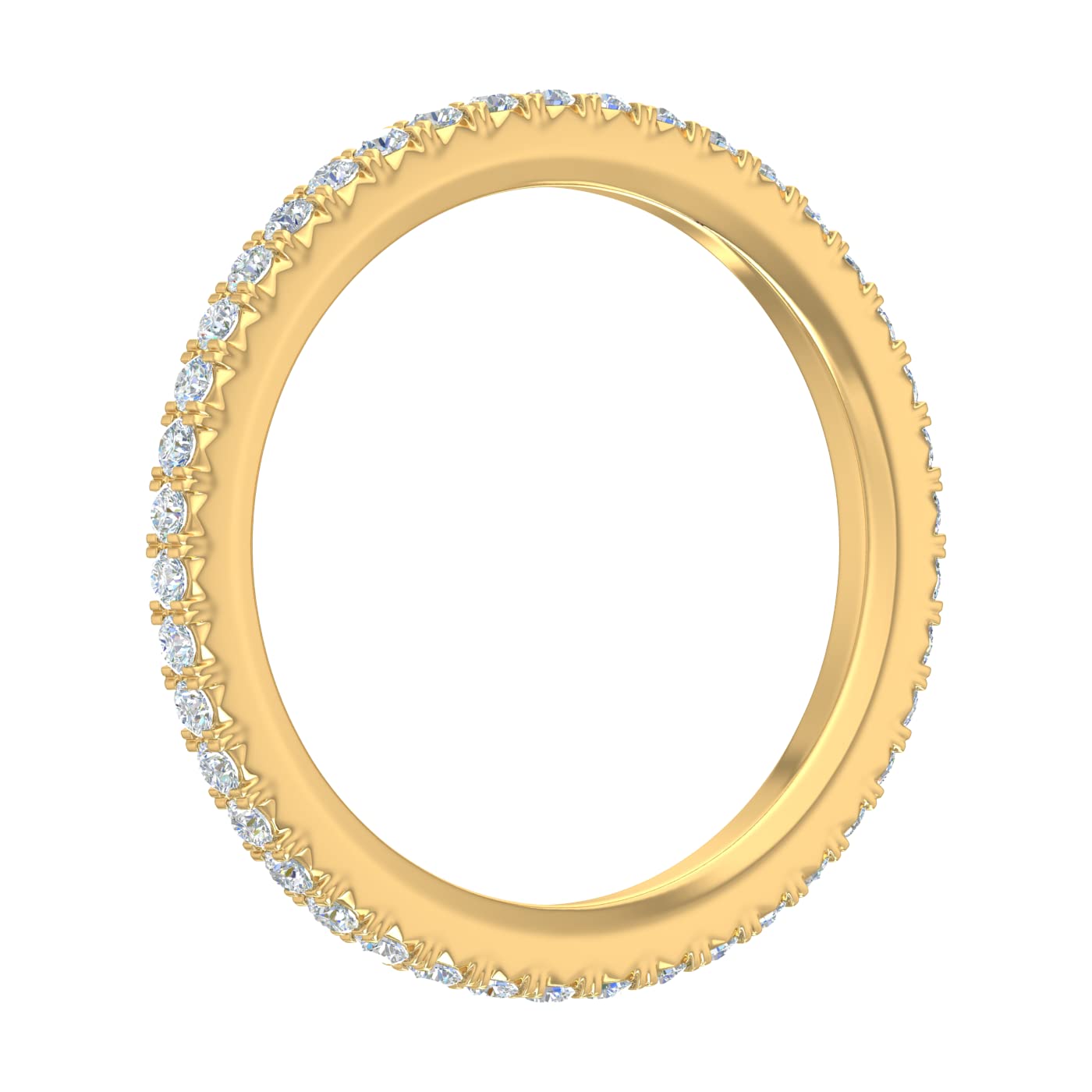 FINEROCK 1/2 Carat Prong Set Diamond Ladies Eternity Ring in 14K Yellow Gold (Ring Size 7) (I1-I2 Clarity)