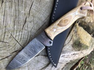 perkin 7 inches damascus steel hunting knife with sheath sk500